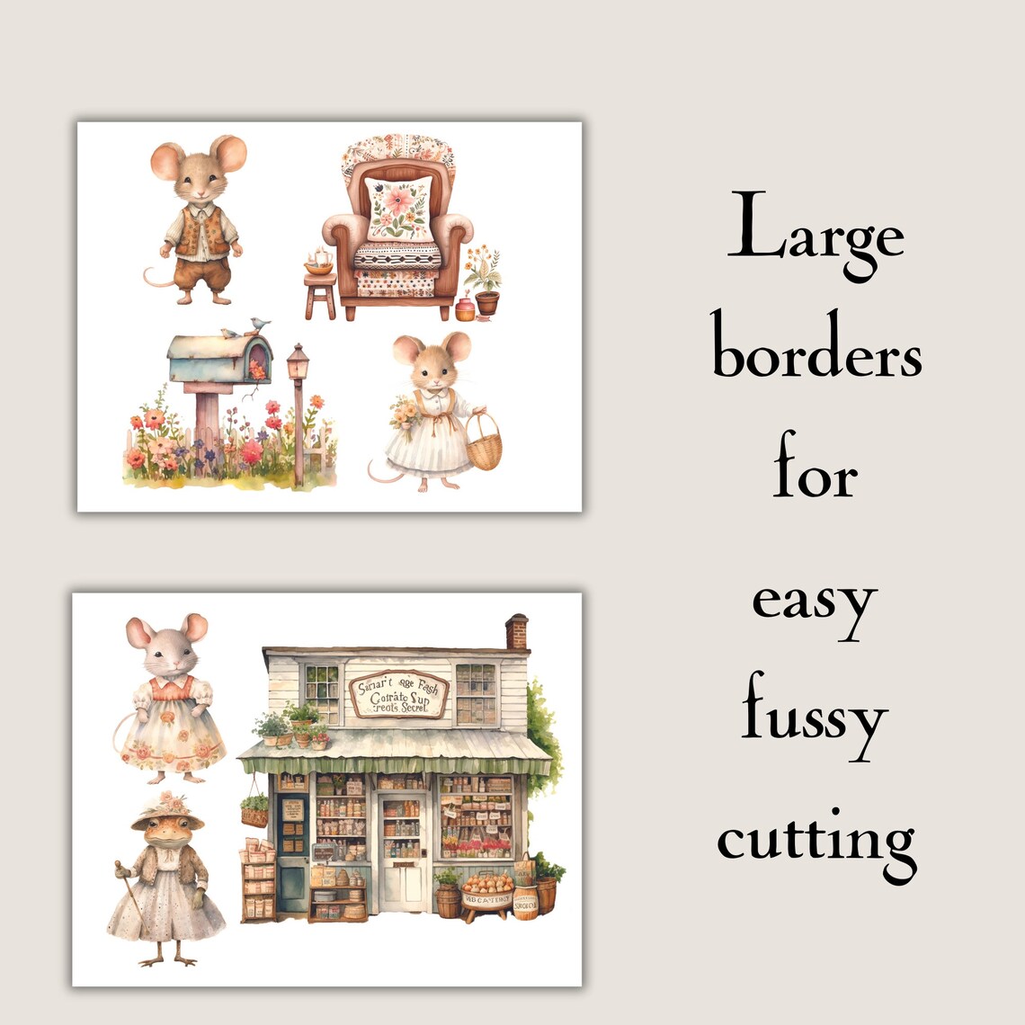 Mouseville Whimsical Clipart Set 17 High-resolution 300 Dpi PNG Files 6 ...