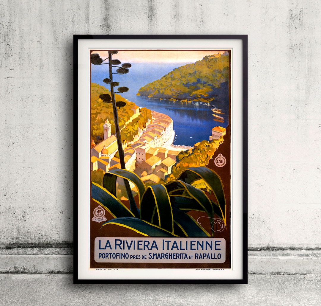 Italian Riviera, Travel Poster 1920 Vintage Travel Poster Fine Art ...