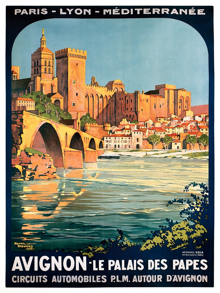 Avignon, French Travel Poster - Fine Art Glicée Poster Digital Wall Art ...