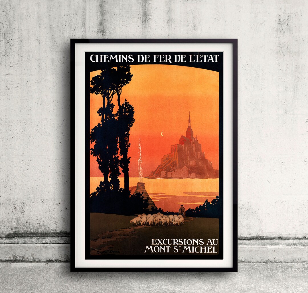 Mont St Michel, French Travel Poster - Fine Art Glicée Poster Digital ...