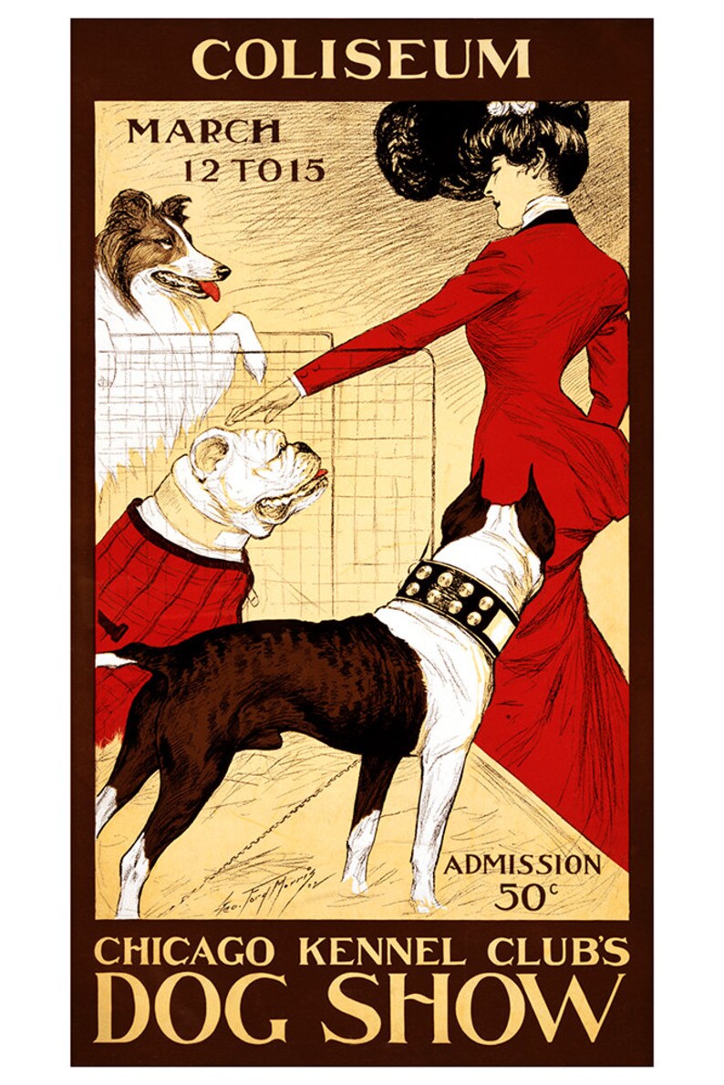 Chicago Kennel Club's Dog Show, Advertising Poster, 1902 Vintage Poster ...