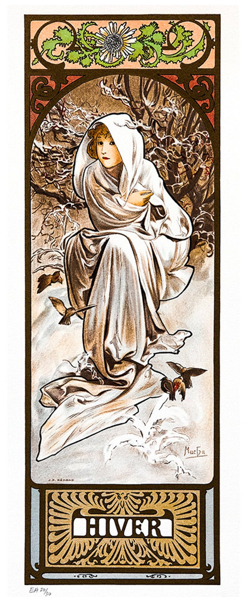 Seasons Winter by Alphonse Mucha Fine Art Glicée Poster Digital Wall ...