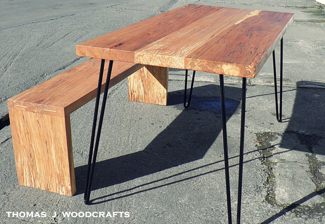 Irish Spalted Beech Dining Table With Hairpin Legs - Etsy
