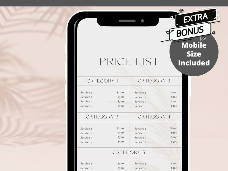 Editable Price List Template Sign for Small Business, Boho Small ...