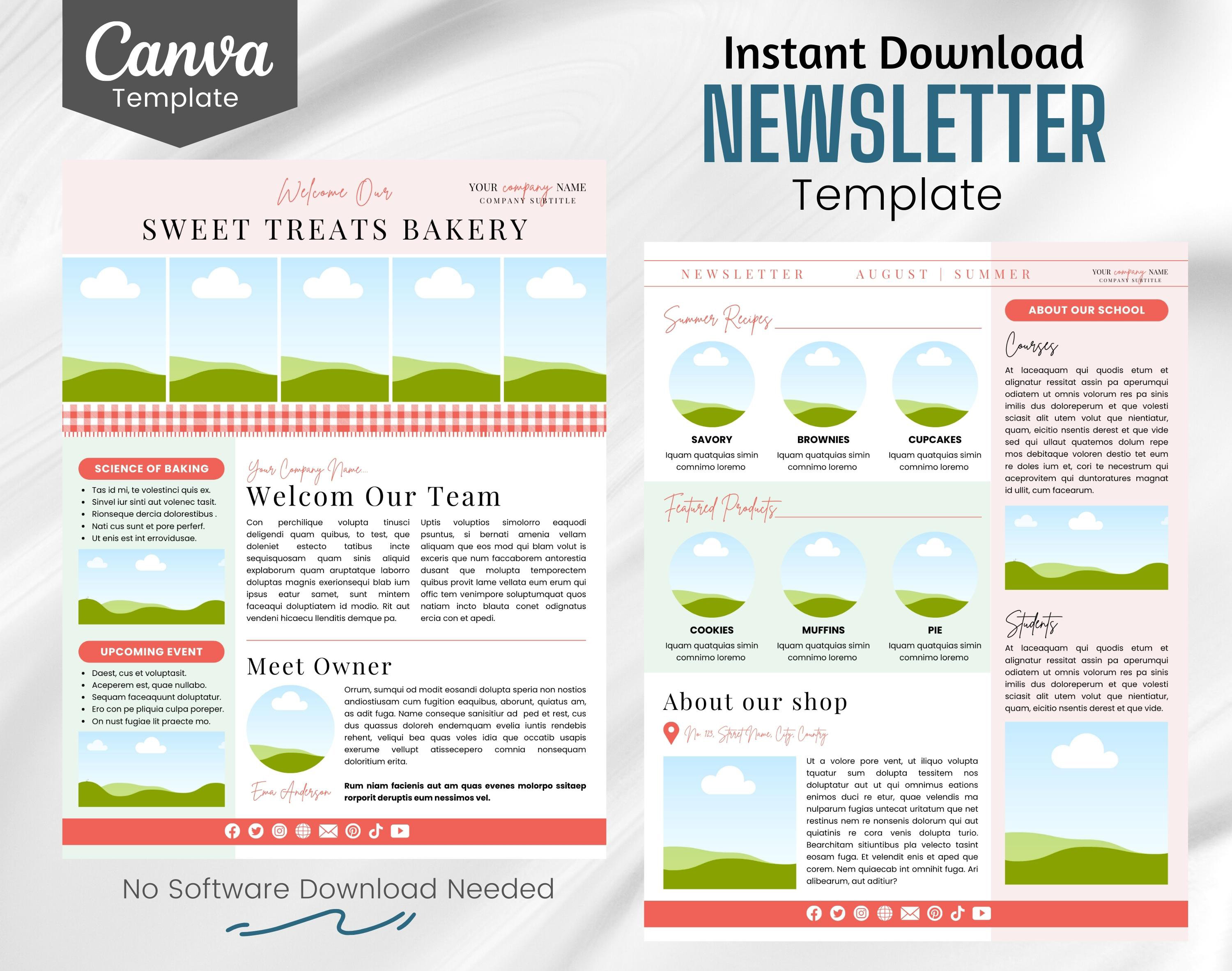 Bakery Email NEWSLETTER TEMPLATE Editable on Canva, Digital and ...