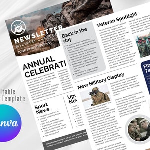 Military Email NEWSLETTER TEMPLATE Editable on Canva, Digital and ...