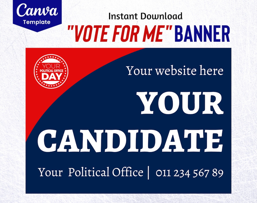 VOTE FOR ME Banner Canva Template Election Poster, United States of ...