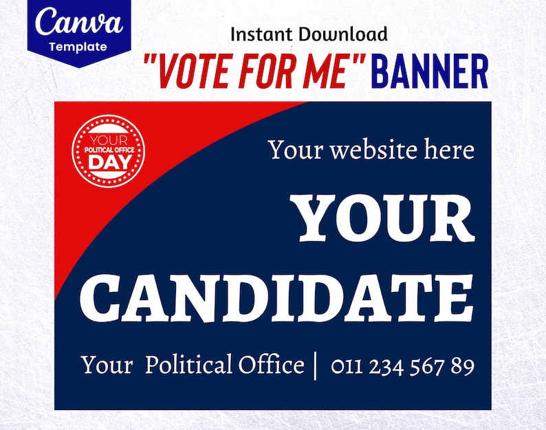 VOTE FOR ME Banner Canva Template Election Poster United - Etsy