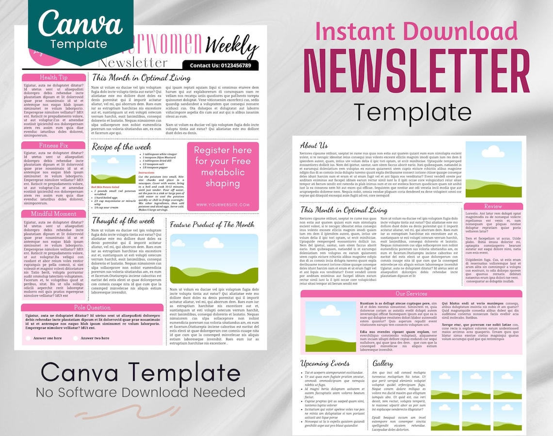 Email NEWSLETTER TEMPLATE Editable on Canva, Digital and Printable ...