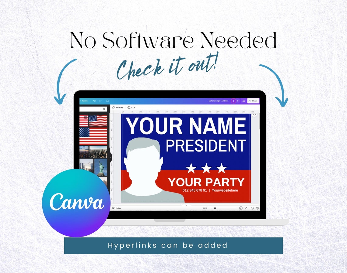 Vote for Me Banner: Political Campaign Flyer Canva Template (digital ...