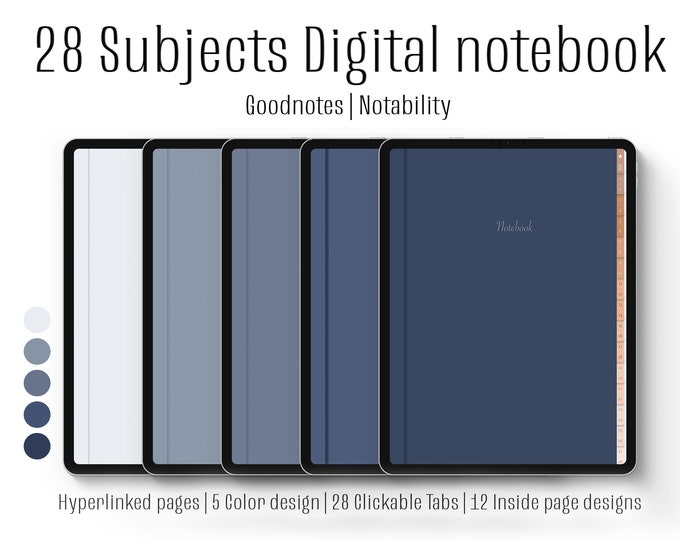 8 Subject Digital Phone Notebook, Goodnotes Digital Notepad, Digital ...