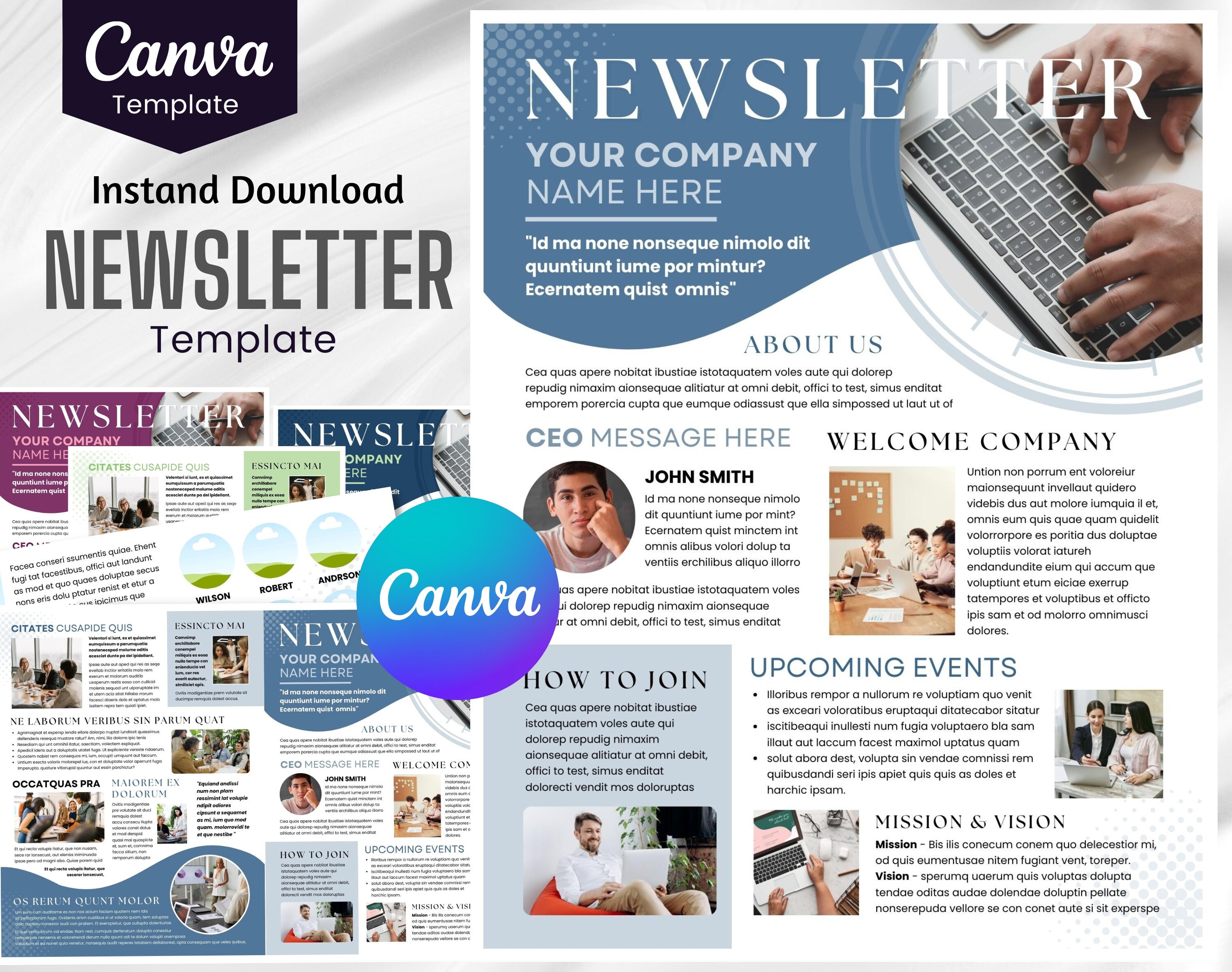 Instant Download Canva NEWSLETTER TEMPLATE, Digital and Printable - Etsy