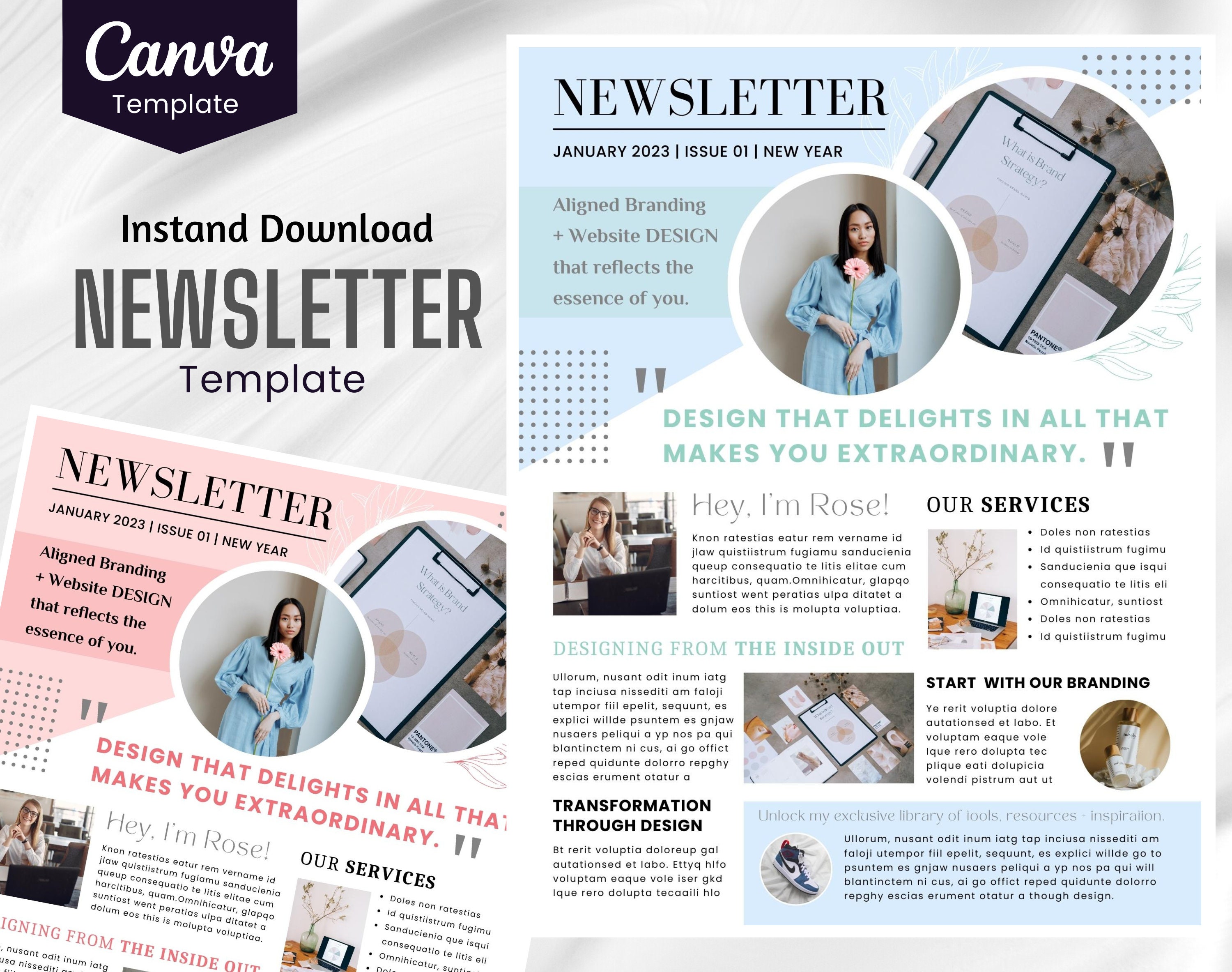 Editable Newsletter Template: Modern Canva Layout (A4 & US Letter) - Etsy