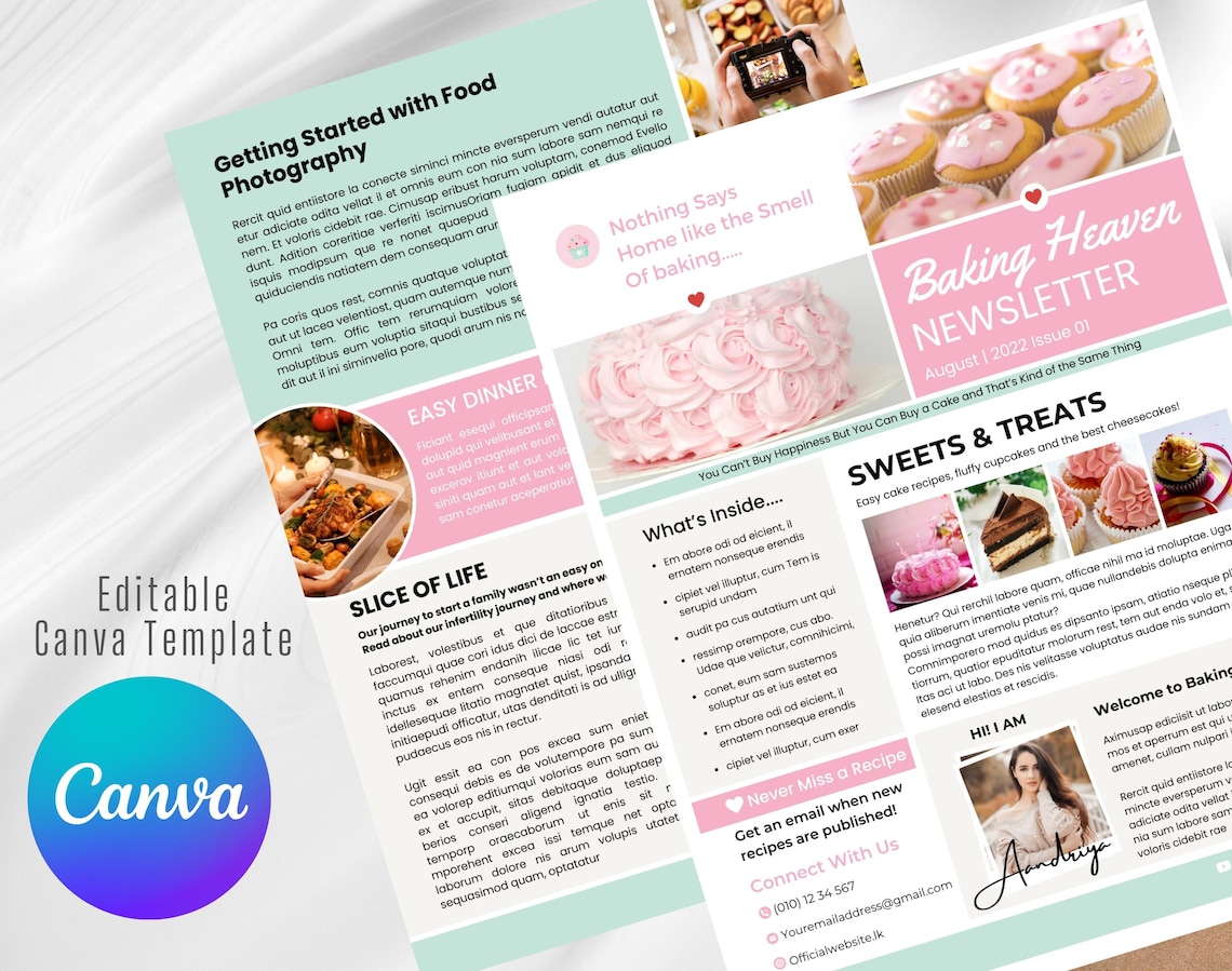 Bakery Newsletter Template: Editable Canva Layout (digital Download) - Etsy