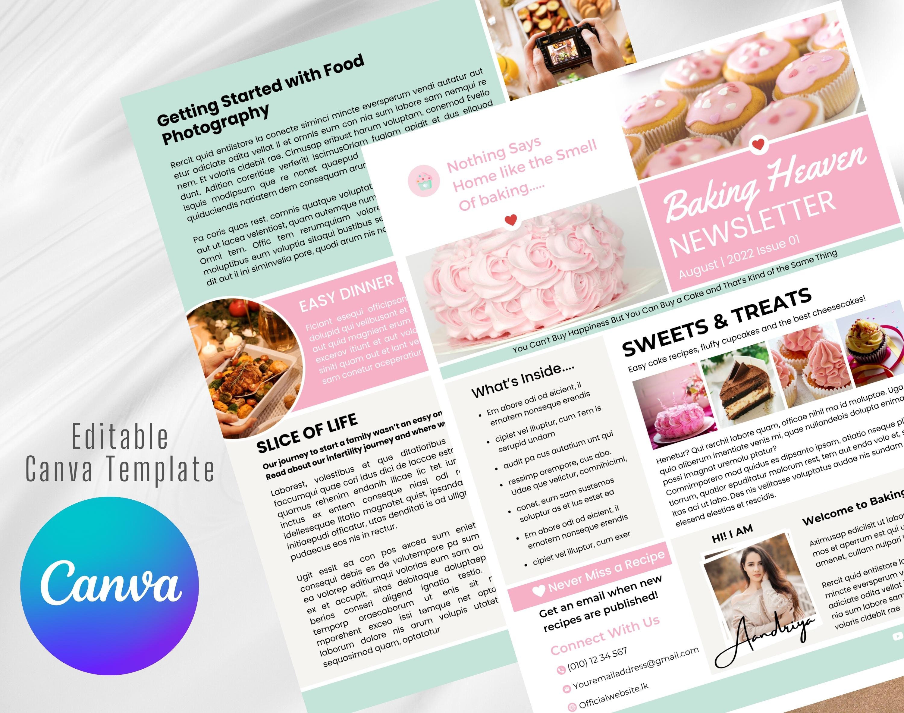 Bakery Newsletter Template: Editable Canva Layout (digital Download) - Etsy
