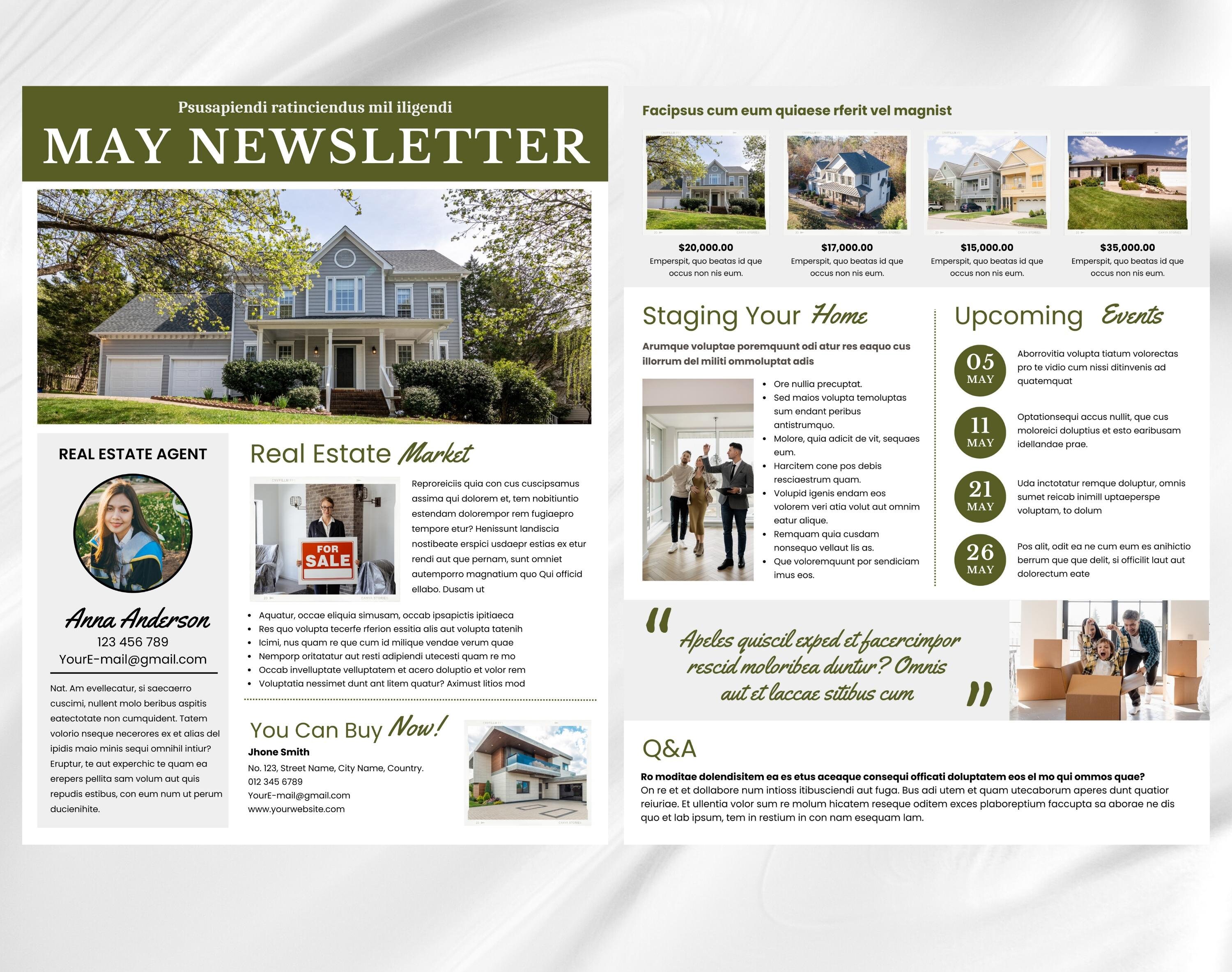 Real Estate Email NEWSLETTER TEMPLATE Editable on Canva, Digital and ...