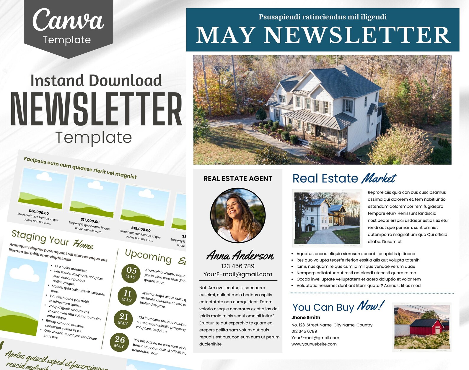 Real Estate Email NEWSLETTER TEMPLATE Editable on Canva, Digital and ...