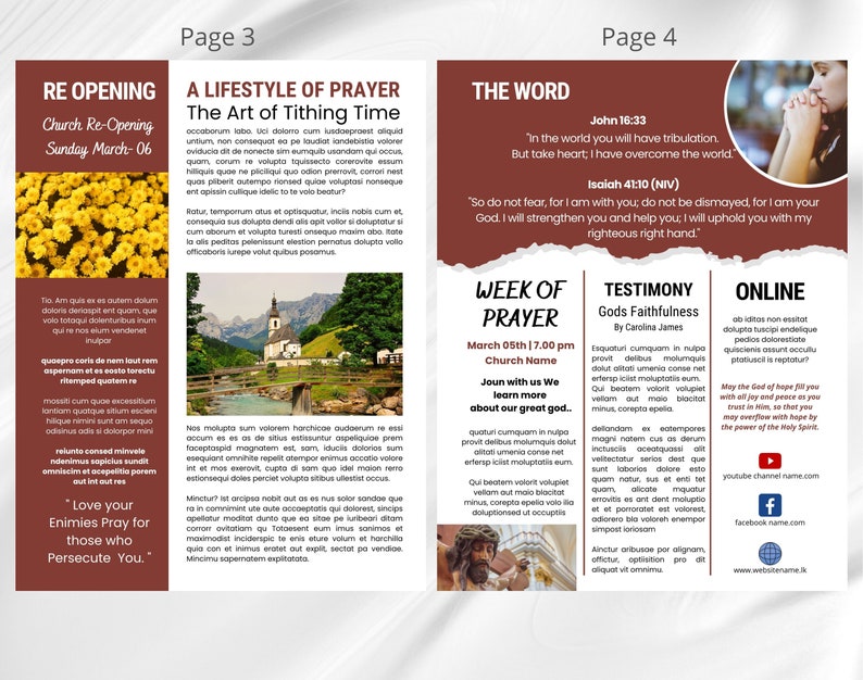 CHURCH Flyer NEWSLETTER Editable Canva Template, Digital and Printable ...
