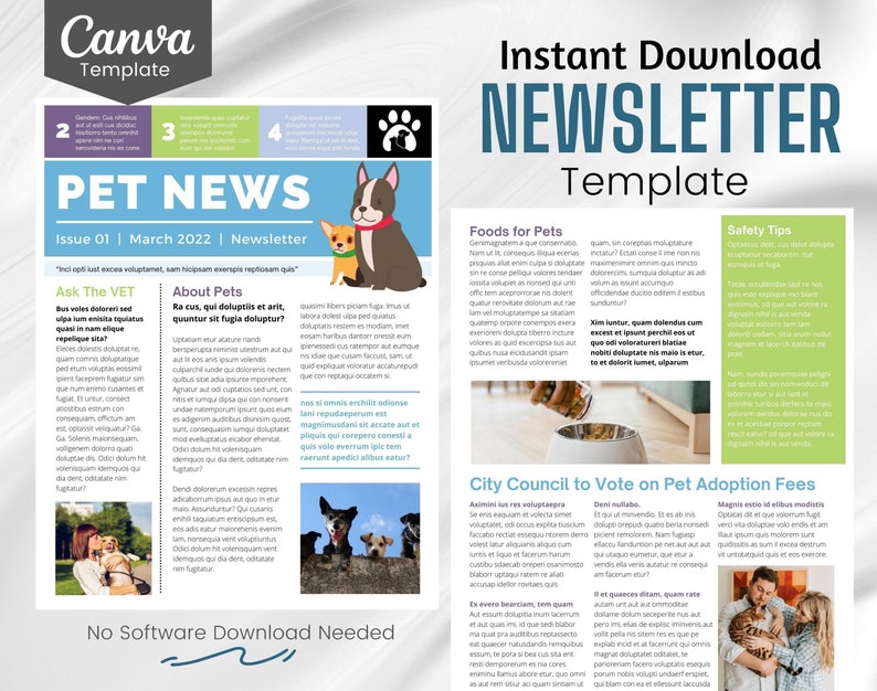 Pet Email NEWSLETTER TEMPLATE Editable on Canva, Digital and Printable ...