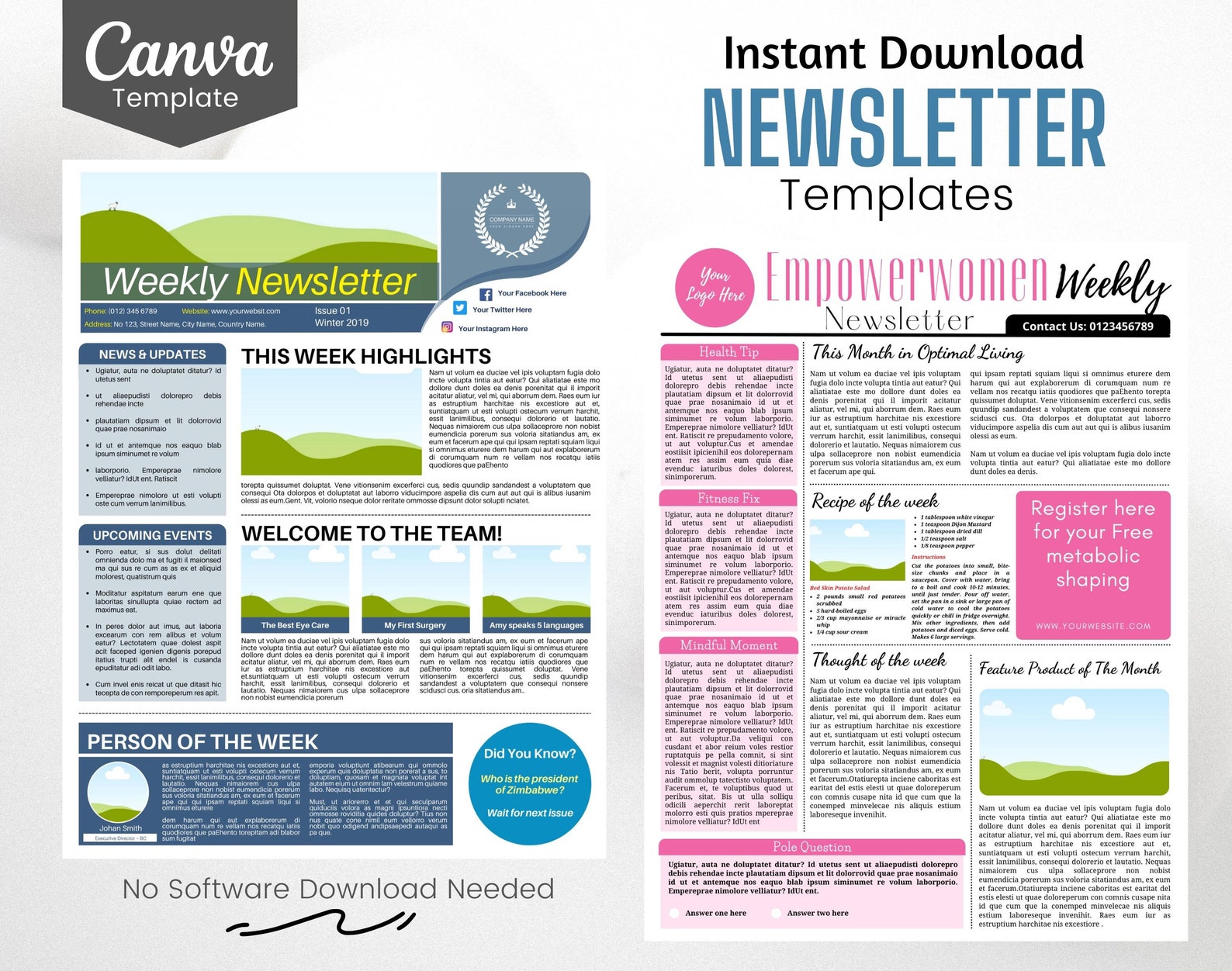 Email NEWSLETTER TEMPLATES Bundle Editable on Canva, Digital and ...