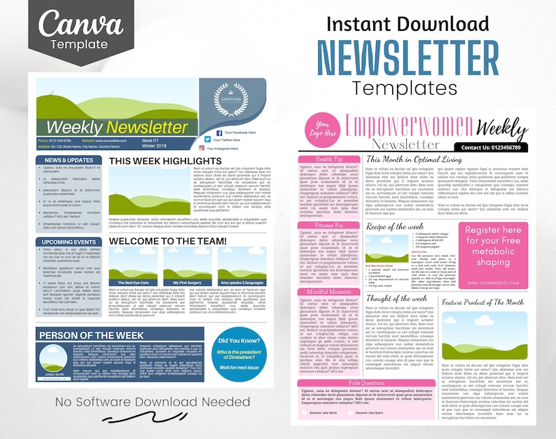 Email NEWSLETTER TEMPLATES Bundle Editable on Canva, Digital and ...