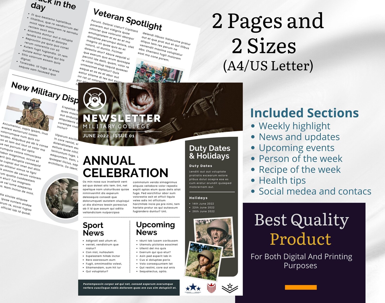 Military Email NEWSLETTER TEMPLATE Editable on Canva, Digital and ...