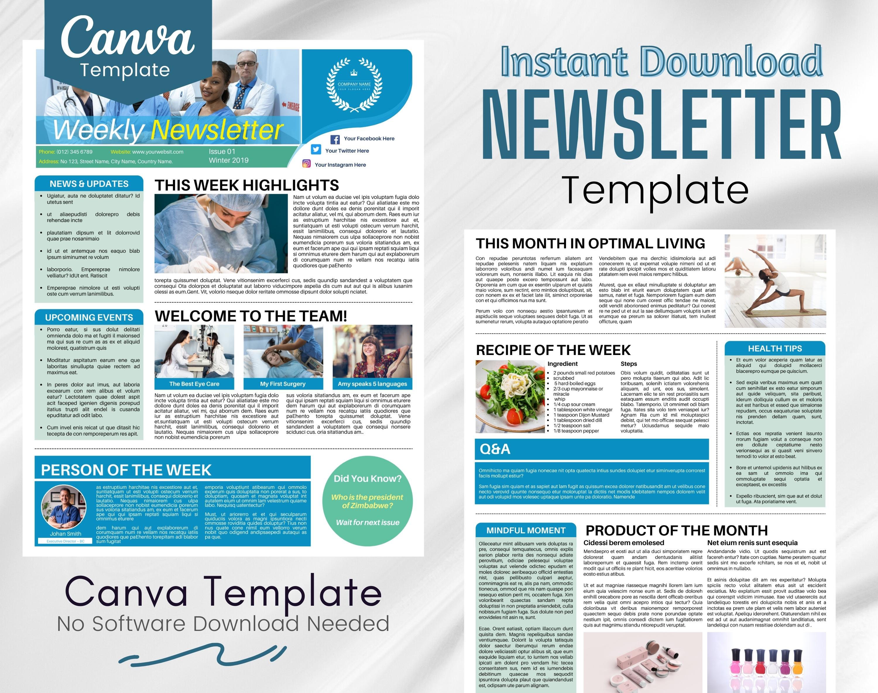 Email NEWSLETTER TEMPLATE Editable on Canva Digital and | Etsy Canada