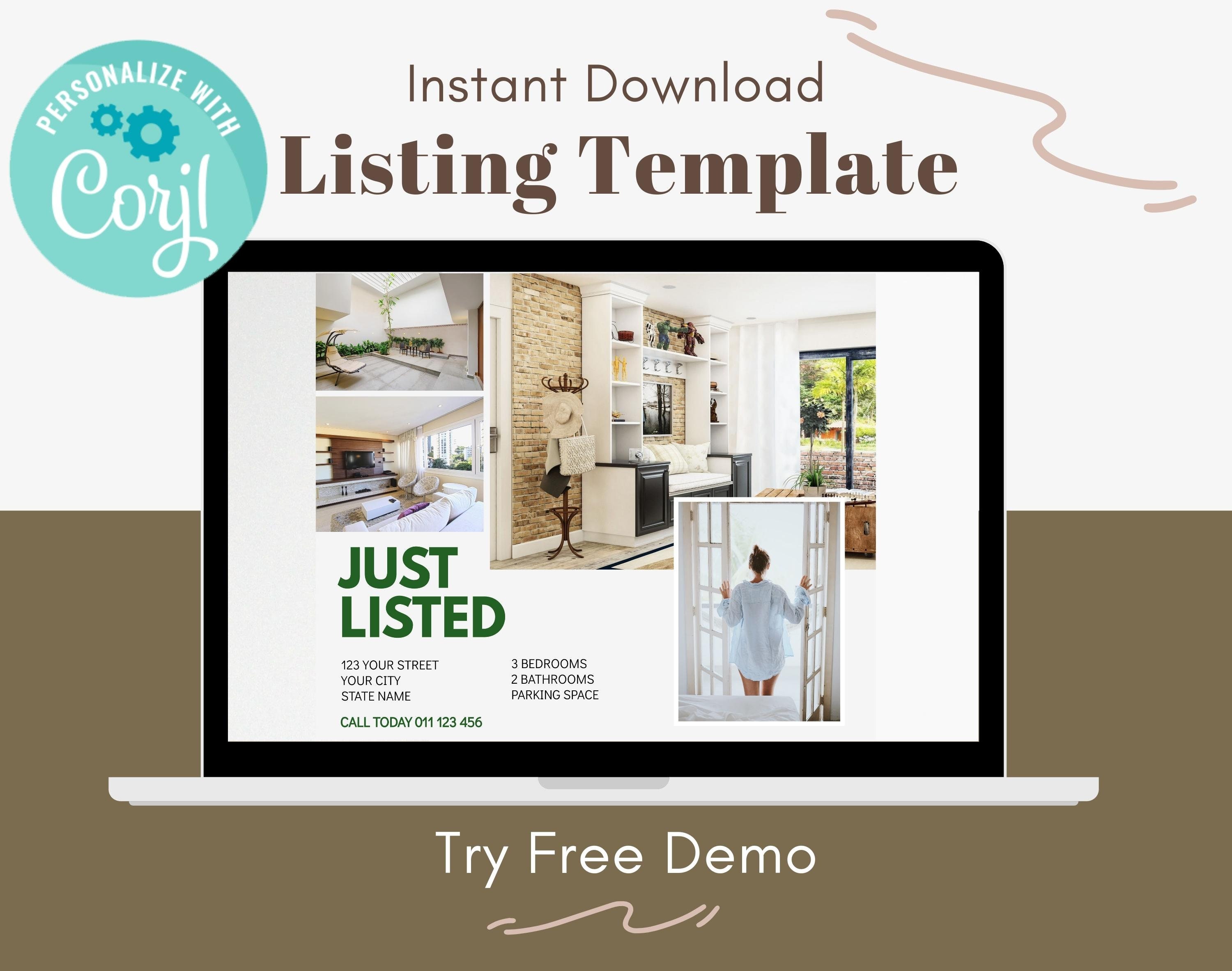 Instant Download Real Estate Listing Template, Customisable Property ...