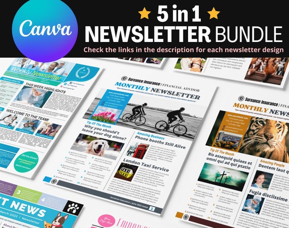 Email NEWSLETTER TEMPLATES Bundle Editable on Canva Digital - Etsy