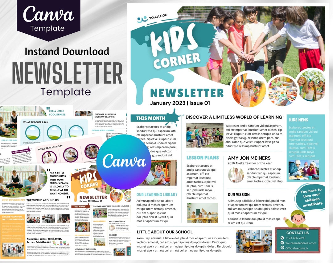 Instant Download Canva NEWSLETTER TEMPLATE for Kids, Digital and ...