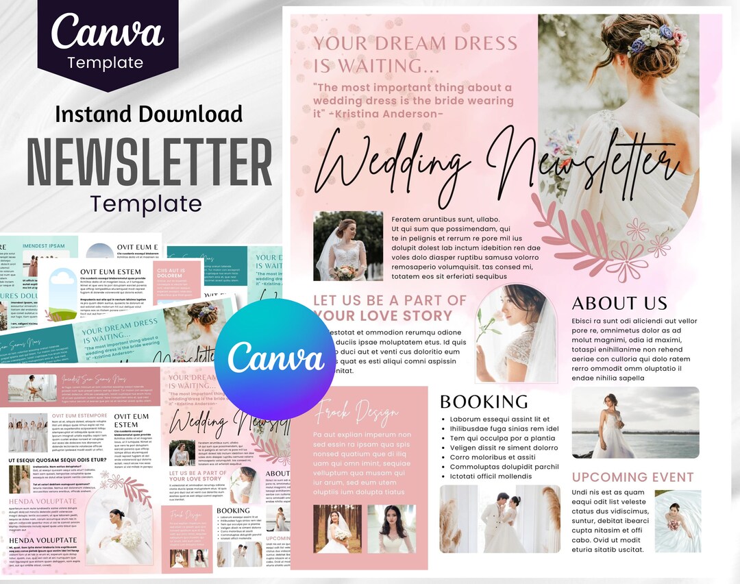 Email Newsletter Template for Weddings, Editable Canva Template ...