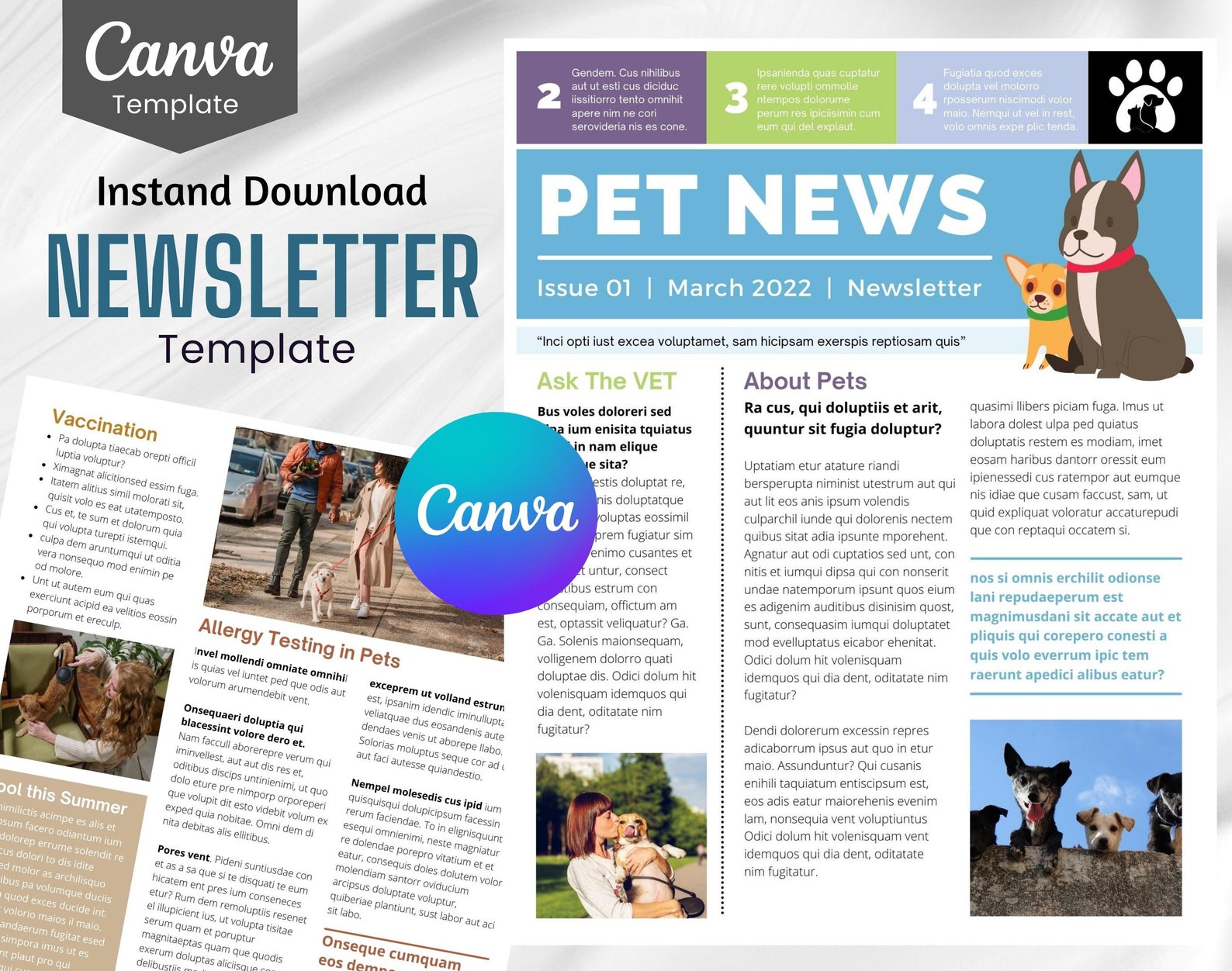 Pet Email Newsletter Template: Editable Canva Design (digital Download ...