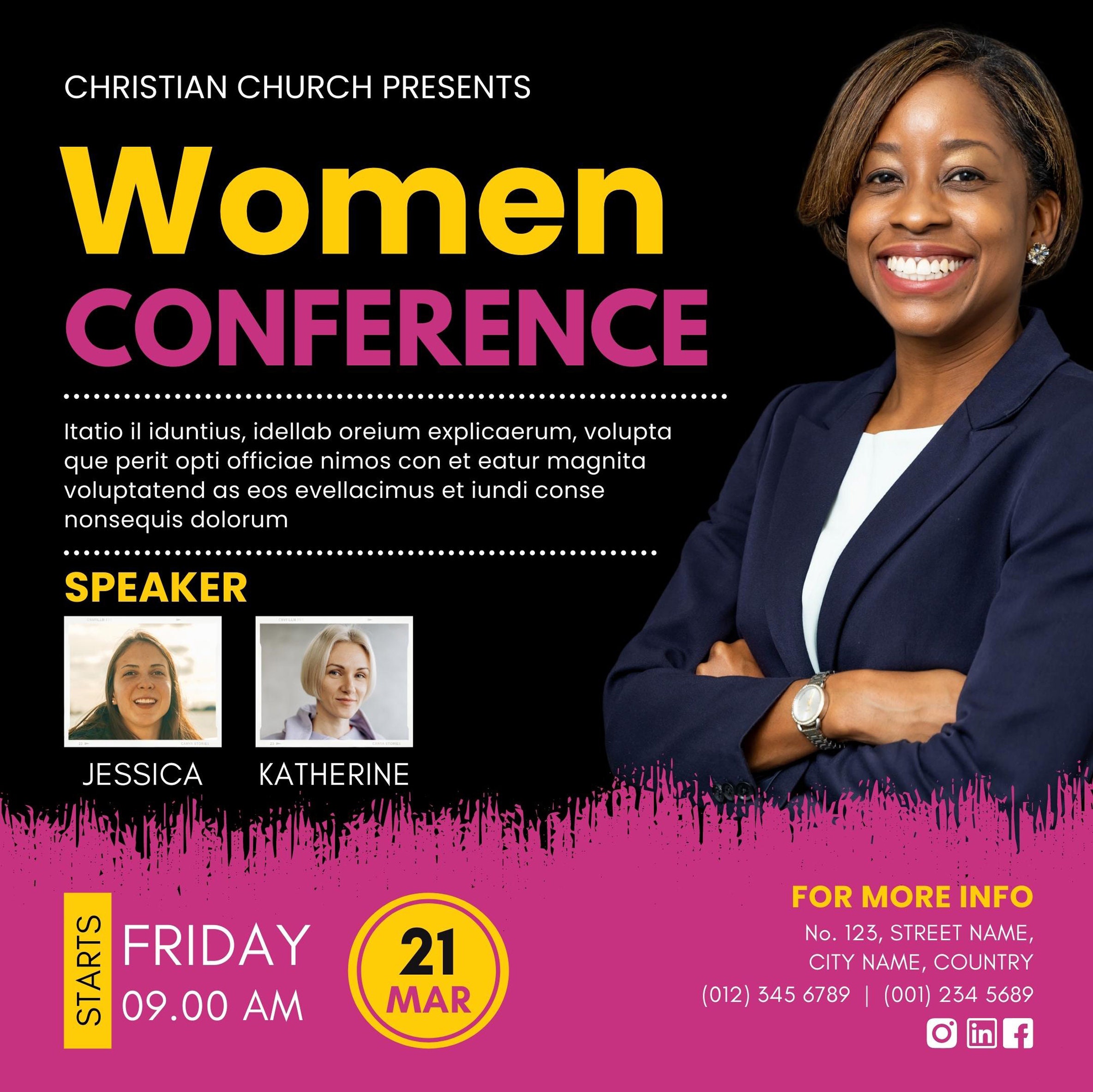 Women Conference Church Flyer Instagram Canva Template Design - Etsy