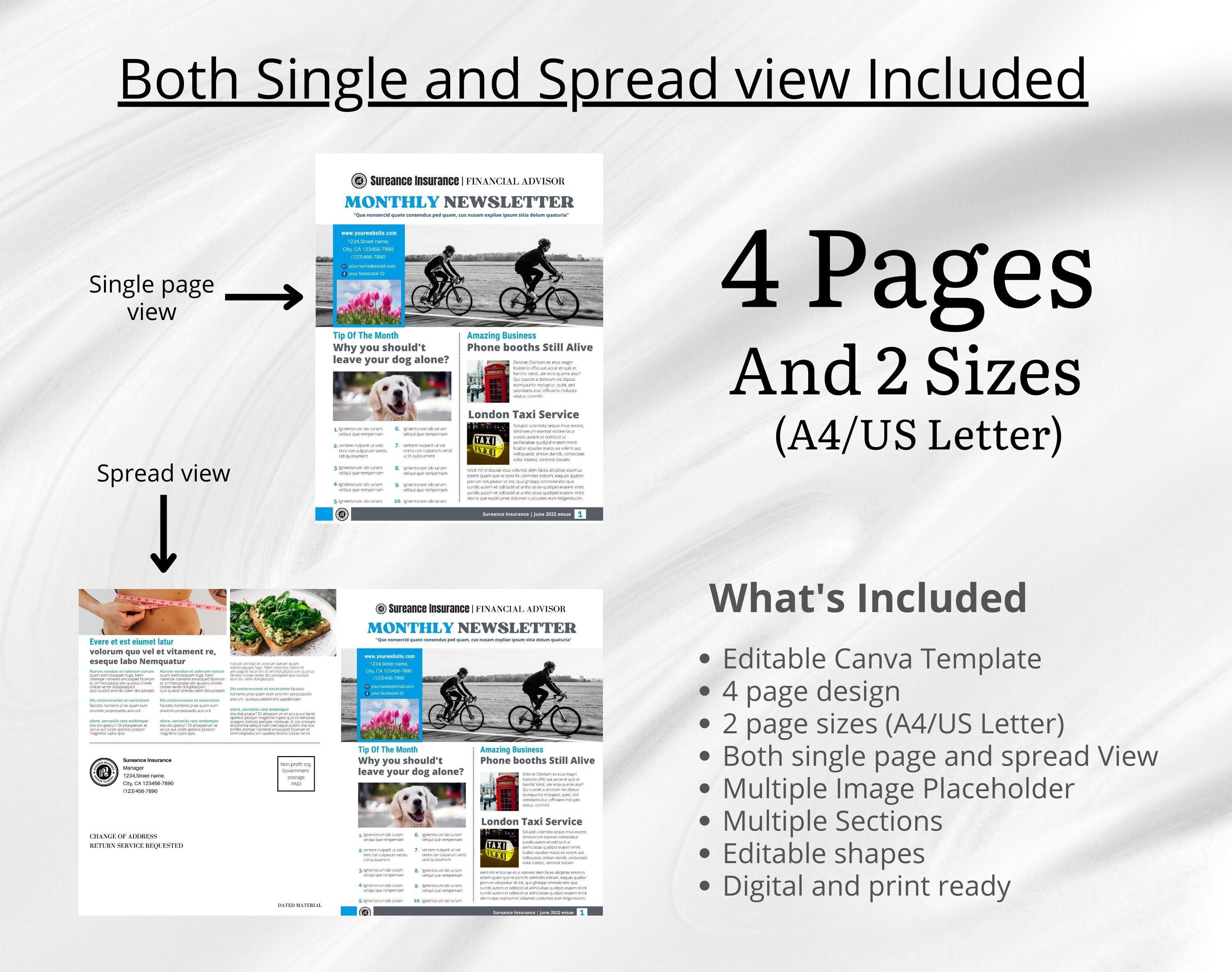 Email NEWSLETTER TEMPLATE Editable on Canva Digital and - Etsy
