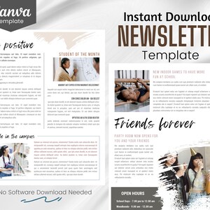 Highschool Email NEWSLETTER TEMPLATE Editable on Canva, Digital and ...