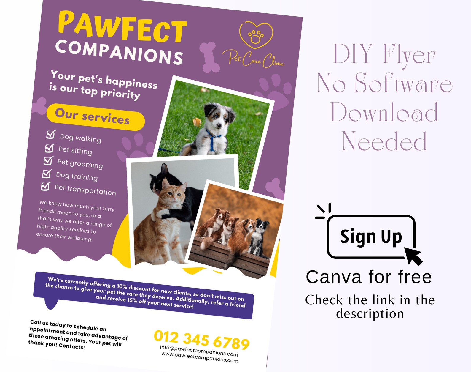 DIY Canva Pet Grooming Flyer Template | Pet Grooming Flyer, DIY Canva ...