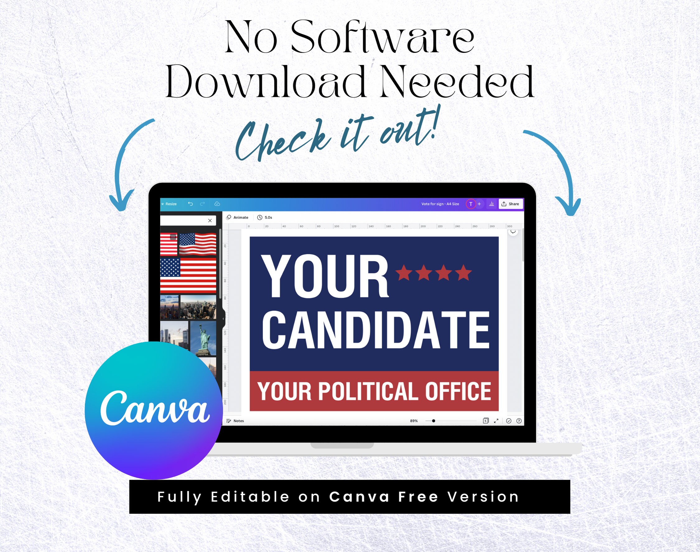 VOTE FOR ME Banner Canva Template Election Poster, United States of ...