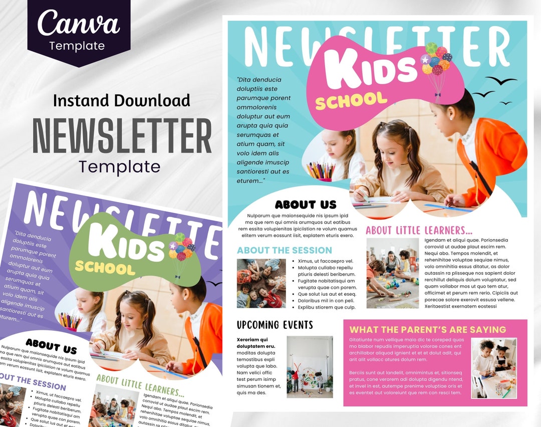 Email Newsletter Template for Kids, Editable Canva Template, Digital ...