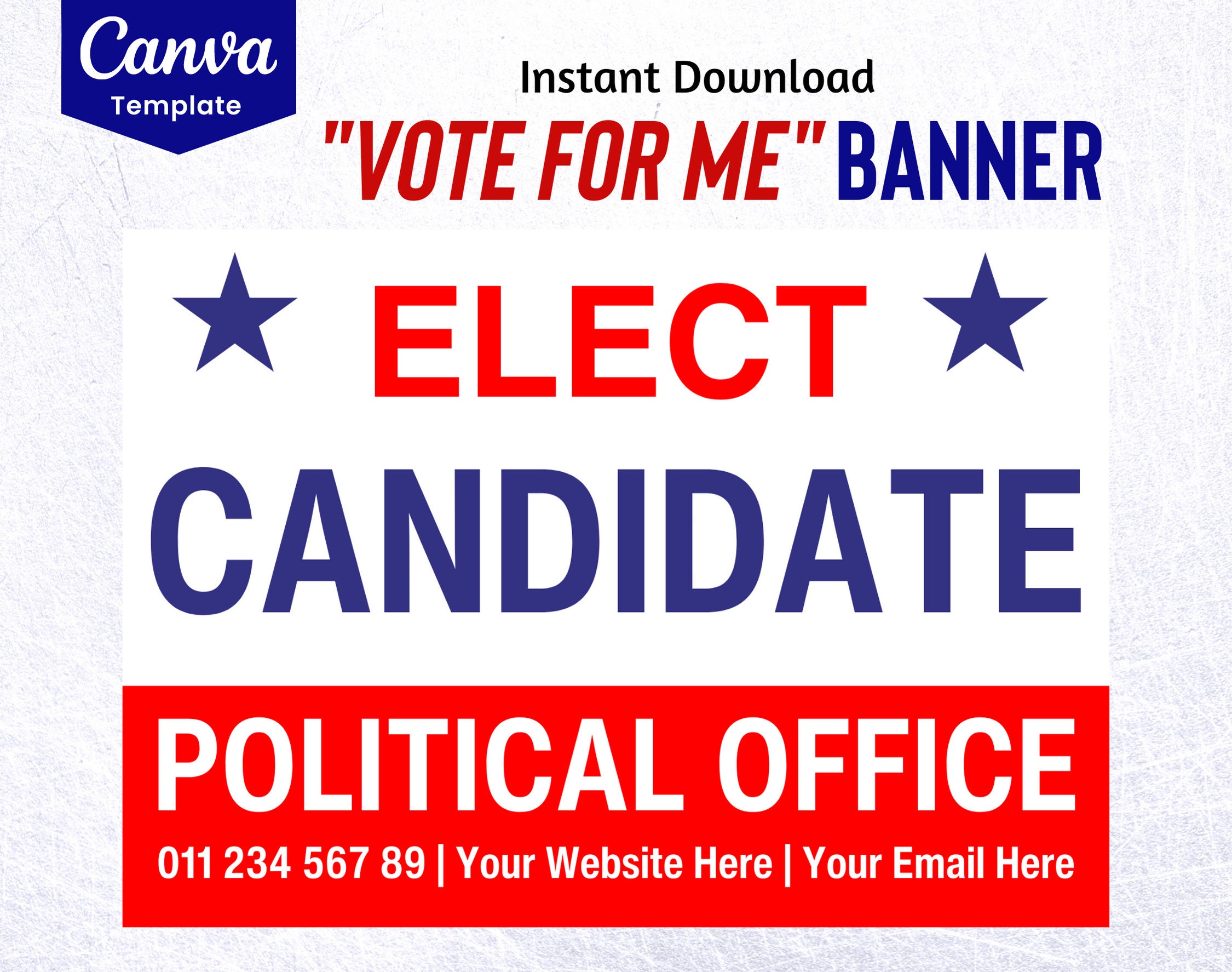 VOTE FOR ME Banner Canva Template Election Poster, United States of ...