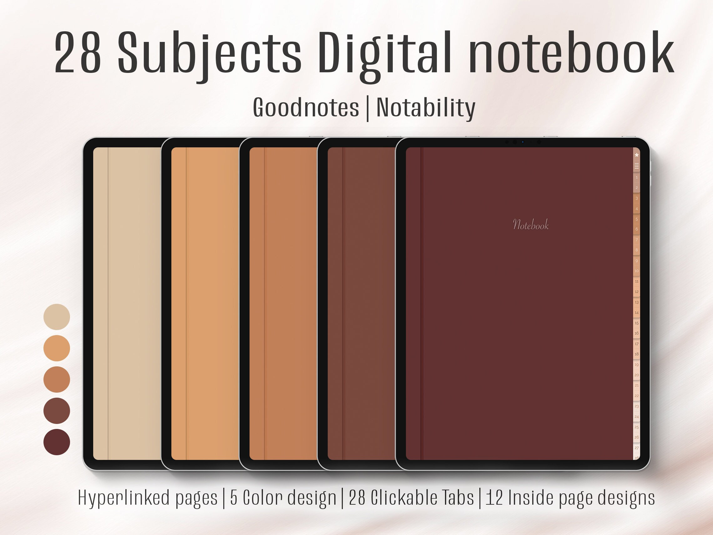 DIGITAL NOTEBOOK Goodnotes 28 Subjects Digital Notability - Etsy