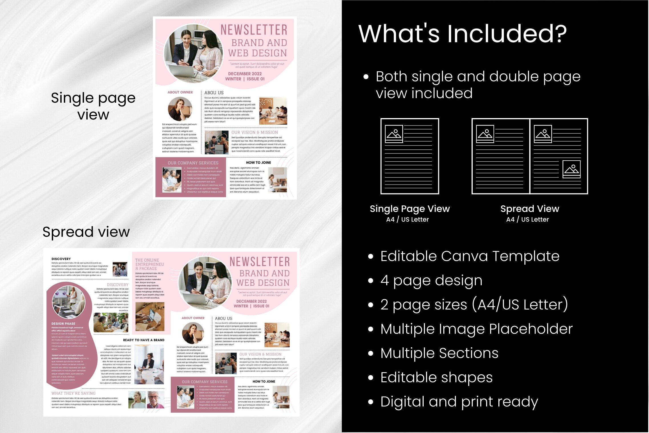 Self-editable Canva Newsletter Template Digital & Printable Instant ...