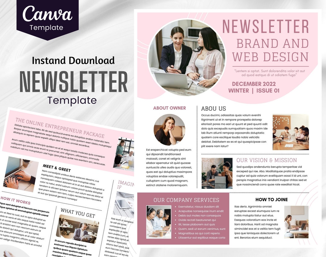 Self-editable Canva Newsletter Template | Digital & Printable | Instant ...