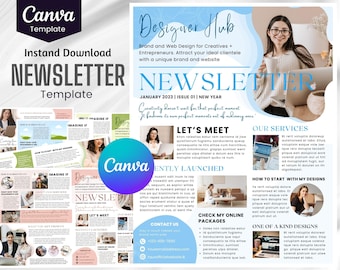 Self-editable Canva Newsletter Template Digital & Printable Instant ...