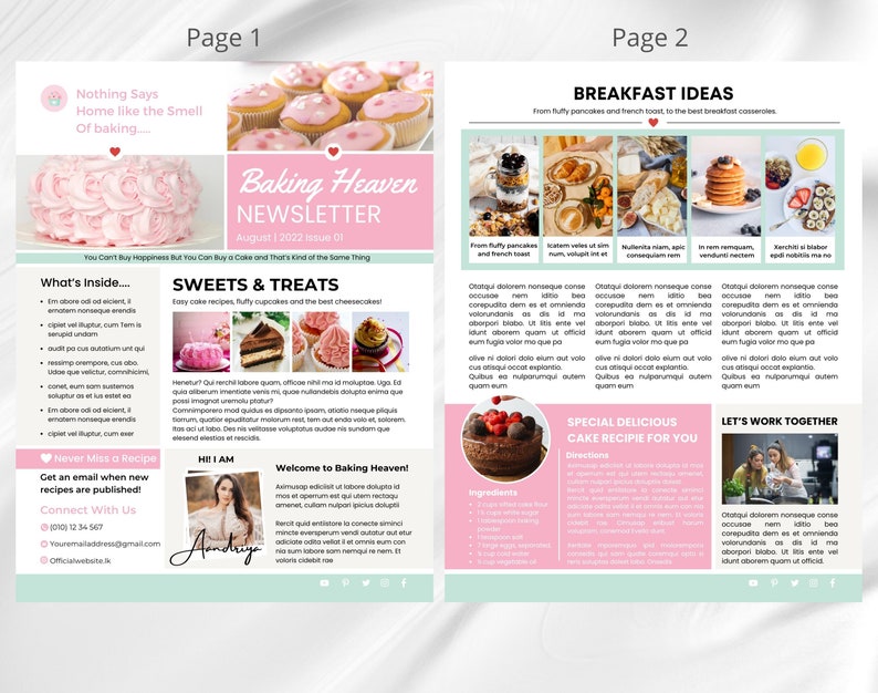Bakery Newsletter Template: Editable Canva Layout (digital Download) - Etsy
