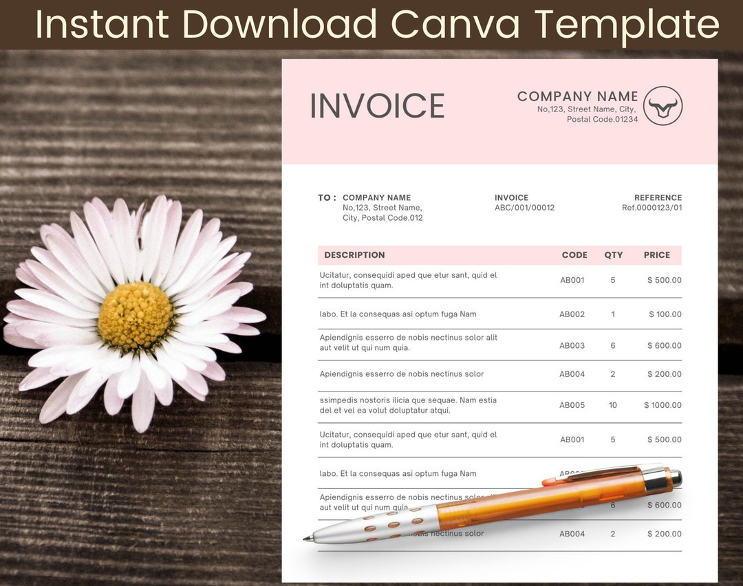 Editable Invoice Template: Custom Business Form (canva Digital Download ...