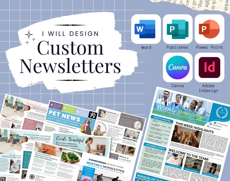 CUSTOM NEWSLETTER Template Design in MS Word, Publisher, Powerpoint ...
