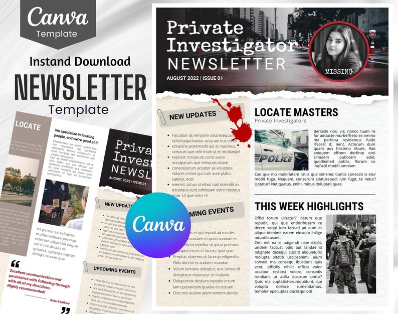 Email NEWSLETTER TEMPLATE Editable on Canva, Digital and Printable ...