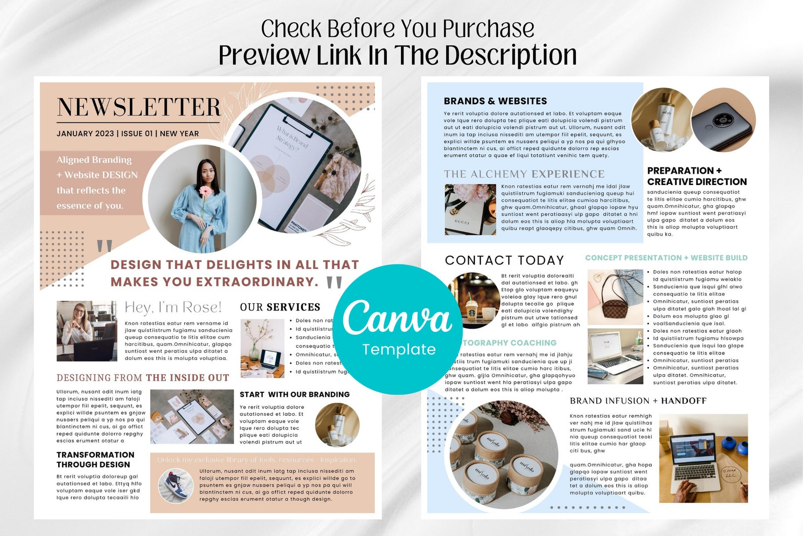 Editable Newsletter Template: Modern Canva Layout (A4 & US Letter) - Etsy