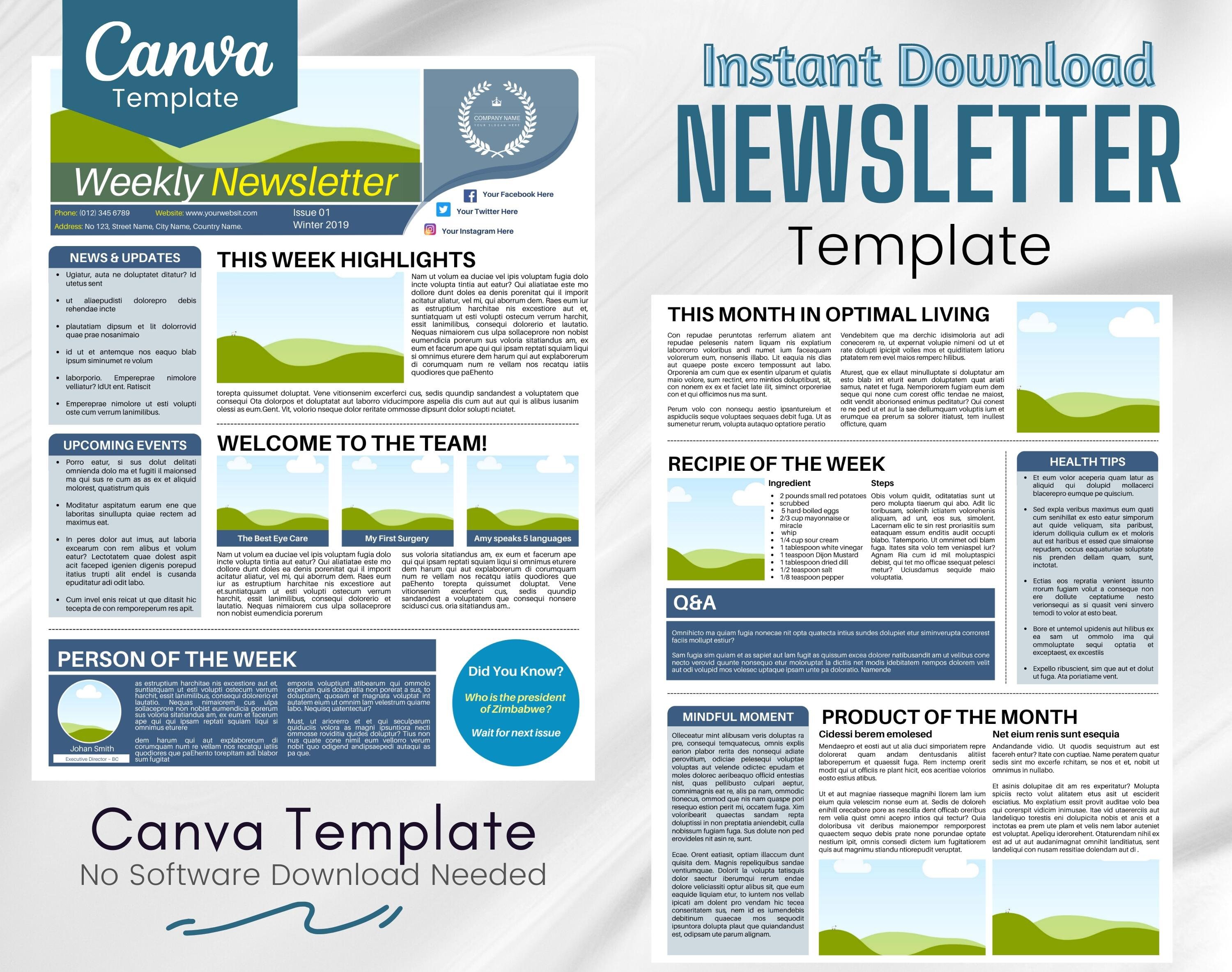 Editable Canva Newsletter Template: Printable Email Marketing (digital ...
