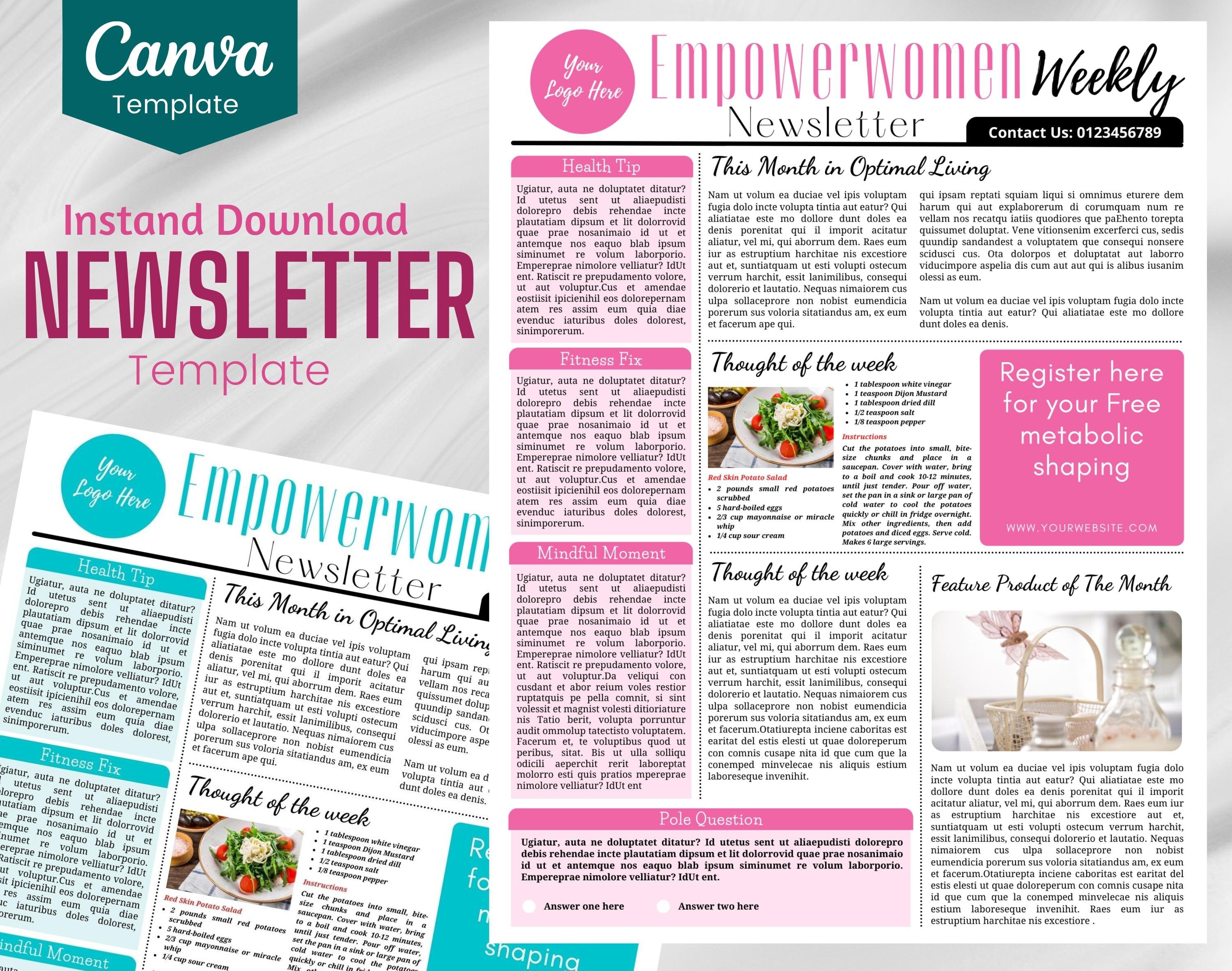 Email NEWSLETTER TEMPLATE Editable on Canva, Digital and Printable ...